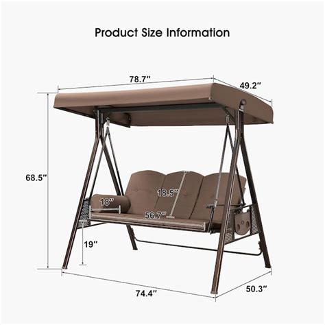 Purple Leaf Deluxe Outdoor Patio Porch Swing 3 Person Bronze Aluminum Outdoor Swing In The