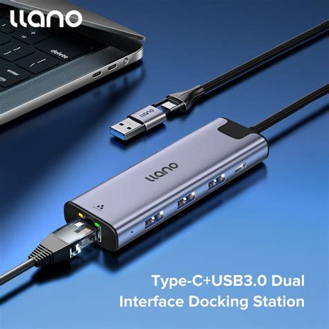 Llano Rj45 Ethernet Adapter With Usb Hub And Gigabit Ethernet Port 1000mbps【type C Usb 3 0 2