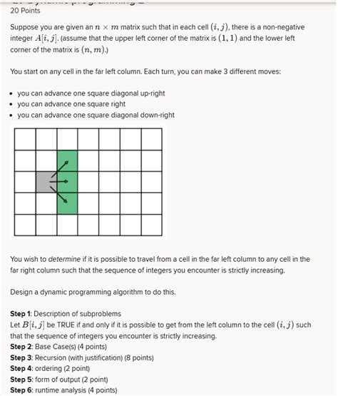 Solved 20 Points Suppose You Are Given An N X M Matrix Such That In