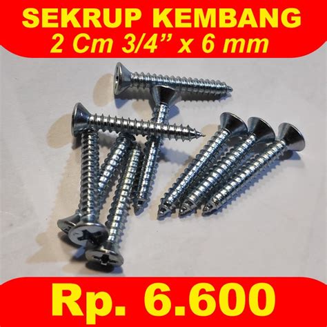 Jual 1 Dus Sekrup Skrup Mur Baut Kembang 2 Cm 3 4 X 6 Mm Kayu Tembok Gipsum Shopee Indonesia