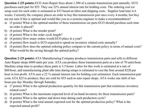 Solved Question 1 25 Points Eco Auto Repair Fixes About