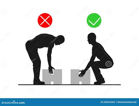 Safe Lifting Silhouettes Of People Lifting Weights Cartoon Vector 268524263