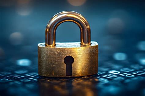 Cybersecurity Concept With Golden Padlock On Digital Surface For Secure Online Solutions
