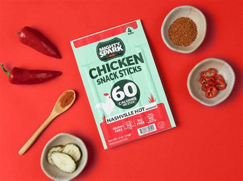 Nashville Hot Seasoned Chicken Snack Stick Mighty Spark Food
