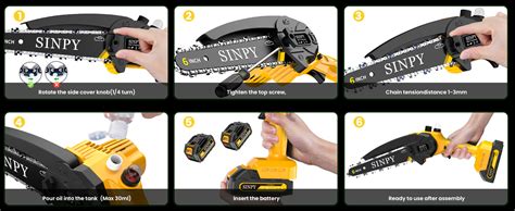 Sinpy Mini Chainsaw Cordless 6 Inch Electric Power Chain Saw With 2 Batteries And 2 Chains Small