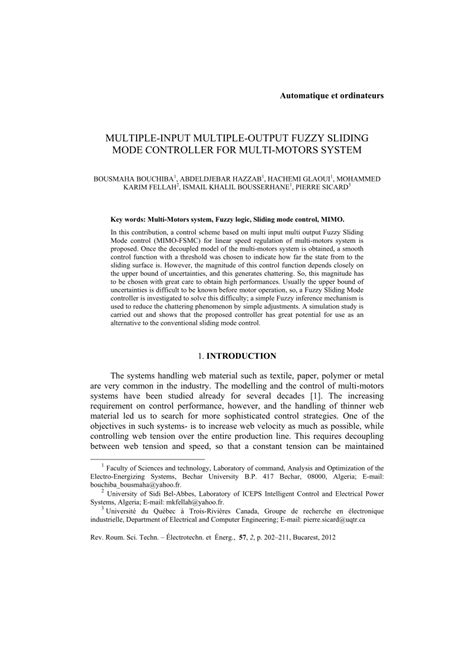 pdf multiple input multiple output fuzzy sliding mode controller for