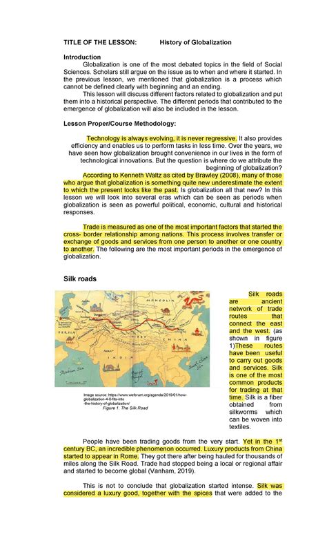 History Of Globalization TITLE OF THE LESSON History Of Globalization Introduction
