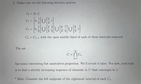 Solved 2 Define Sets Via The Following Iterative Process Chegg Com