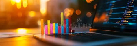 A Colorful Bar Chart On A Laptop Keyboard Symbolizing Financial Growth Data Analysis Business