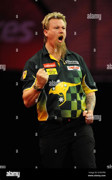 London England Simon Whitlock Celebrates Winning A Set Against Raymond Van
