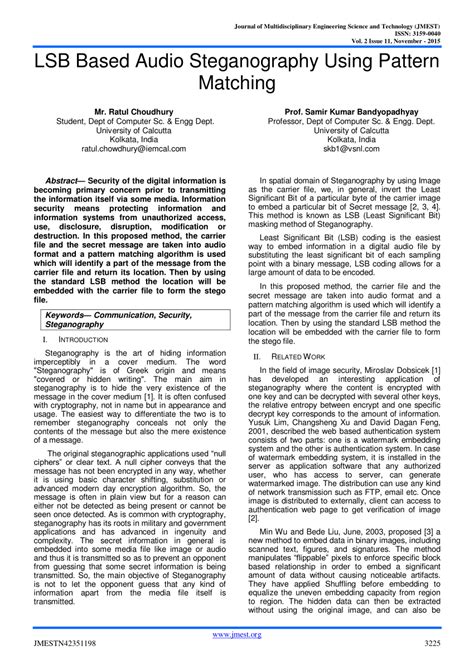 Pdf Lsb Based Audio Steganography Using Pattern Matching