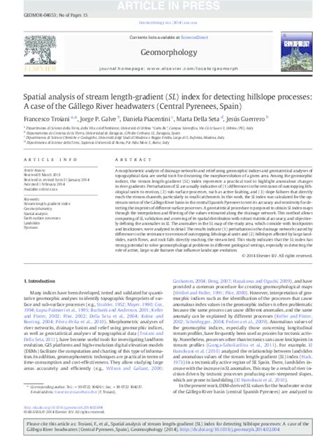 Pdf Spatial Analysis Of Stream Length Gradient Sl Index For