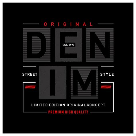 오리지널 데님 타이포그래피 그래픽 티셔츠 디자인 프리미엄 벡터