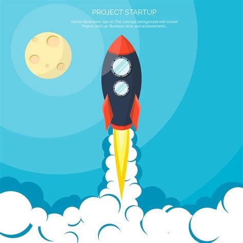 Premium Vector Flat Rocket Spaceship Launch Startup Concept And Project Developmentspace