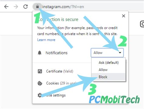 Disable Push Notifications Of A Website In Desktop Browser