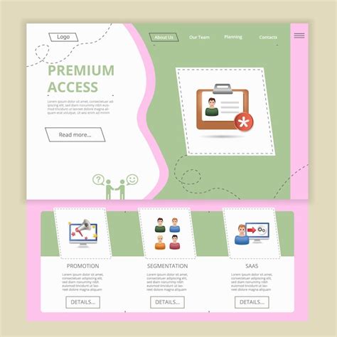 Premium Vector Premium Access Flat Landing Page Website Template Promotion Segmentation Saas