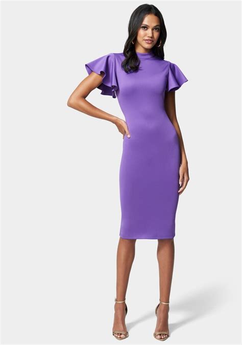 Bebe Flutter Mock Neck Dress Shopstyle
