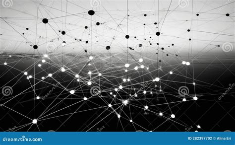 Abstract Black And White Interconnected Lines And Networks Illustrating The Concept Of