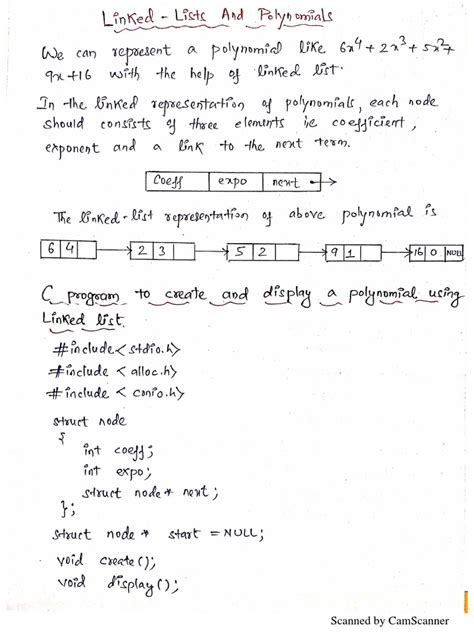 Unit 1 Polynomials Its Linked List Representation Pdf