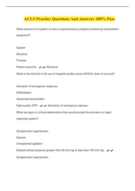 Acls Practice Questions And Answers 100 Pass Acls Stuvia Us Acls Practice Questions And Answers 100 Pass Acls Stuvia Us