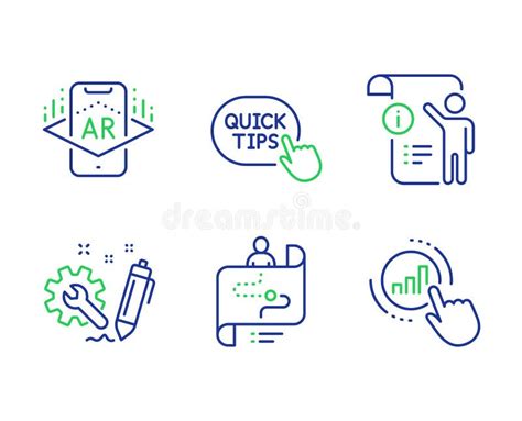 Engineering Journey Path And Manual Doc Icons Set Augmented Reality Quick Tips And Graph