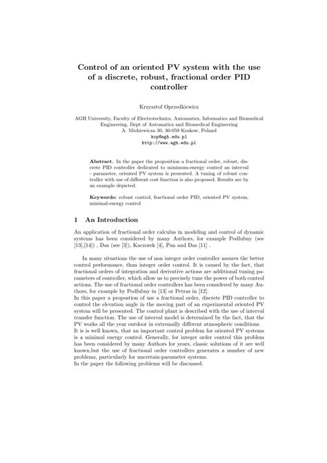 Pdf Control Of An Oriented Pv System With The Use Of A Discrete