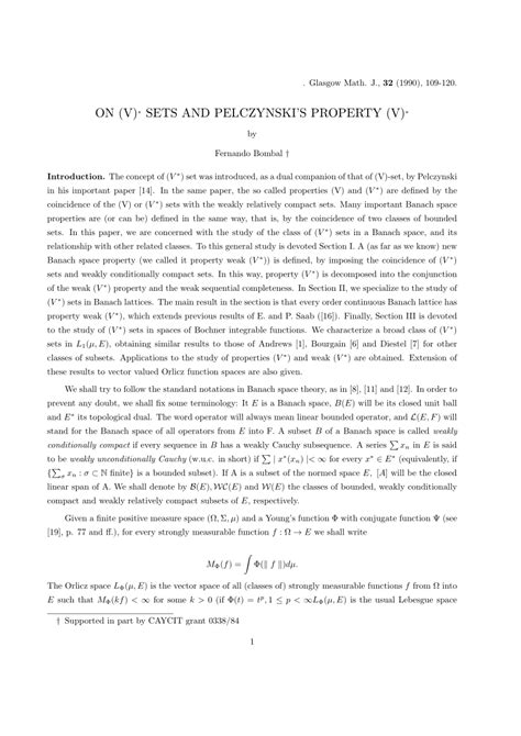 Pdf On V Sets And Pelczynskis Property V