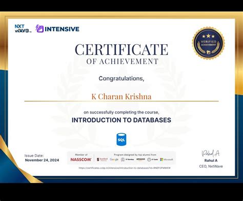 Sql Ccbpian Nxtwave Mernaspirant K Charan Krishna