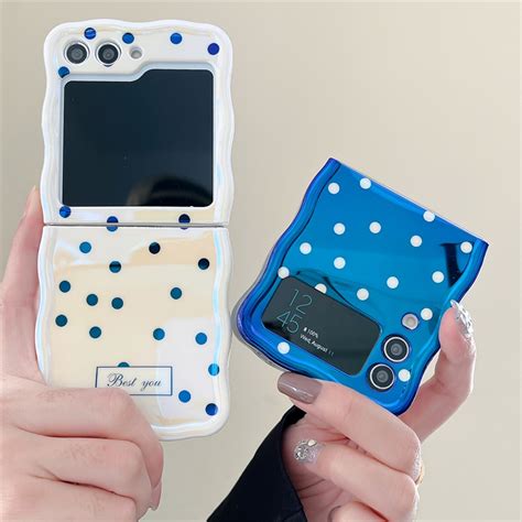 Jual Galaksi Samsung Z Flip 6 Flip 5 Kasus Telepon Twisted Edge Blue Light Wavelet Dot Fashion Z