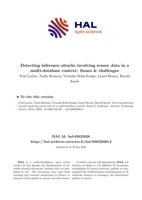 Pdf Detecting Inference Attacks Involving Sensor Data In A Multi‐database Context Issues