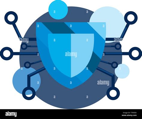 Shield Connection Cybersecurity Data Protection Vector Illustration
