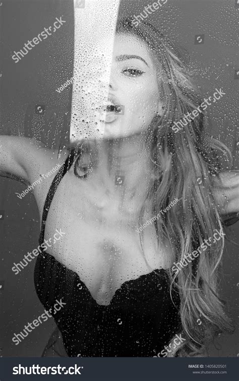 Sexy Woman Behind Plastic Sheet Water Stock Photo Shutterstock