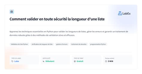 Comment Valider En Toute Sécurité La Longueur Dune Liste Labex