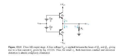 solved class ab output stage a bias voltage v is
