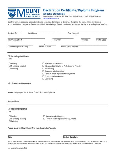 Fillable Online Declaration Certificatediploma Program Fax Email Print