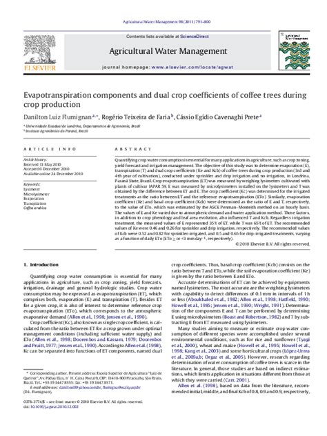 (PDF) Evapotranspiration components and dual crop coefficients of ...