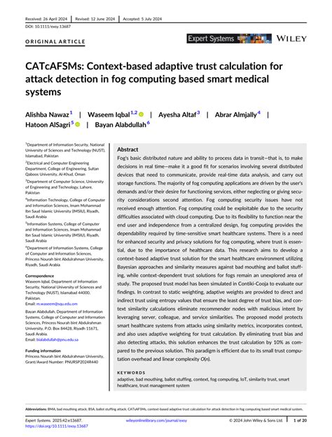 Catcafsms Context‐based Adaptive Trust Calculation For Attack