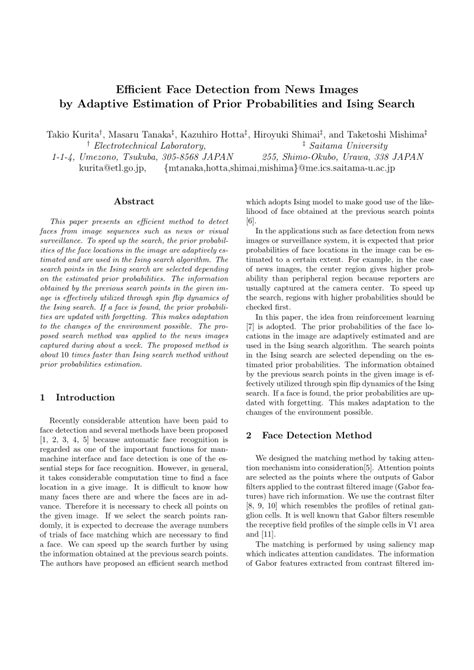 pdf efficient face detection from news images by adaptive estimation
