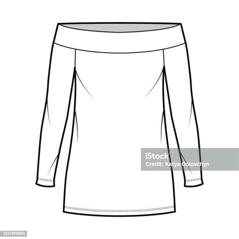 드레스 오프 숄더 바르도 테크니컬 패션 일러스트와 긴 소매 오버사이즈 바디 미니 길이 펜슬 0명에 대한 스톡 벡터 아트 및 기타 이미지 Istock
