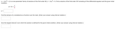 Solved Y 1 X2 C Is A One Parameter Family Of Solutions Chegg Com