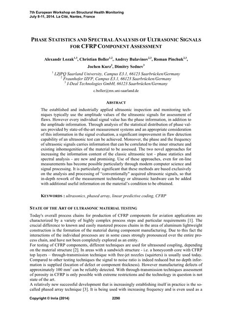 Pdf Phase Statistics And Spectral Analysis Of Ultrasonic Signals For