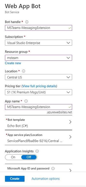 build action based messaging extension with microsoft teams app