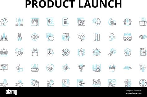 Product Launch Linear Icons Set Unveil Release Introduction Debut Launch Premiere Rollout