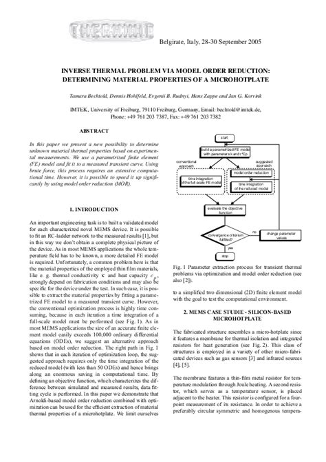 Pdf Inverse Thermal Problem Via Model Order Reduction Determining Material Properties Of A
