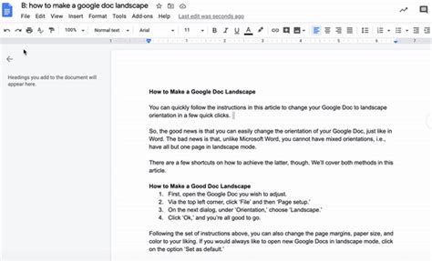 How To Make A Google Doc Landscape Smallpdf