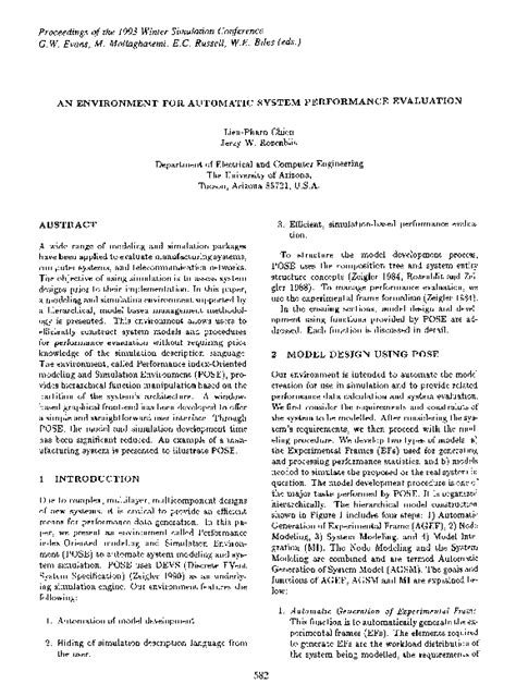 Pdf An Environment For Automatic System Performance Evaluation