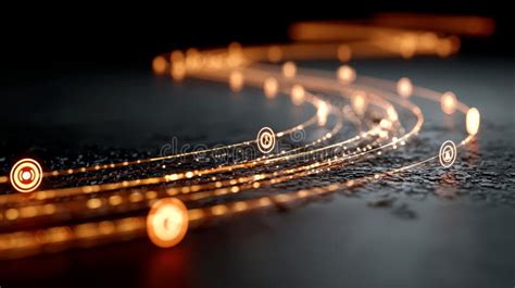 Visual Representation Of Customer Journey With Light Trails And Iconic Elements Stock