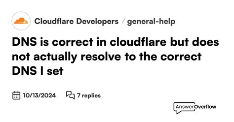 Dns Is Correct In Cloudflare But Does Not Actually Resolve To The Correct Dns I Set