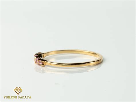 Pink Sapphire Ring 5 Stone Stacking Ring Dainty Stacking Etsy