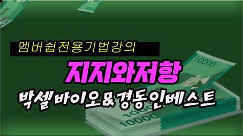 지지와저항 박셀바이오경동인베스트 고점매도 저점매수이론 Youtube